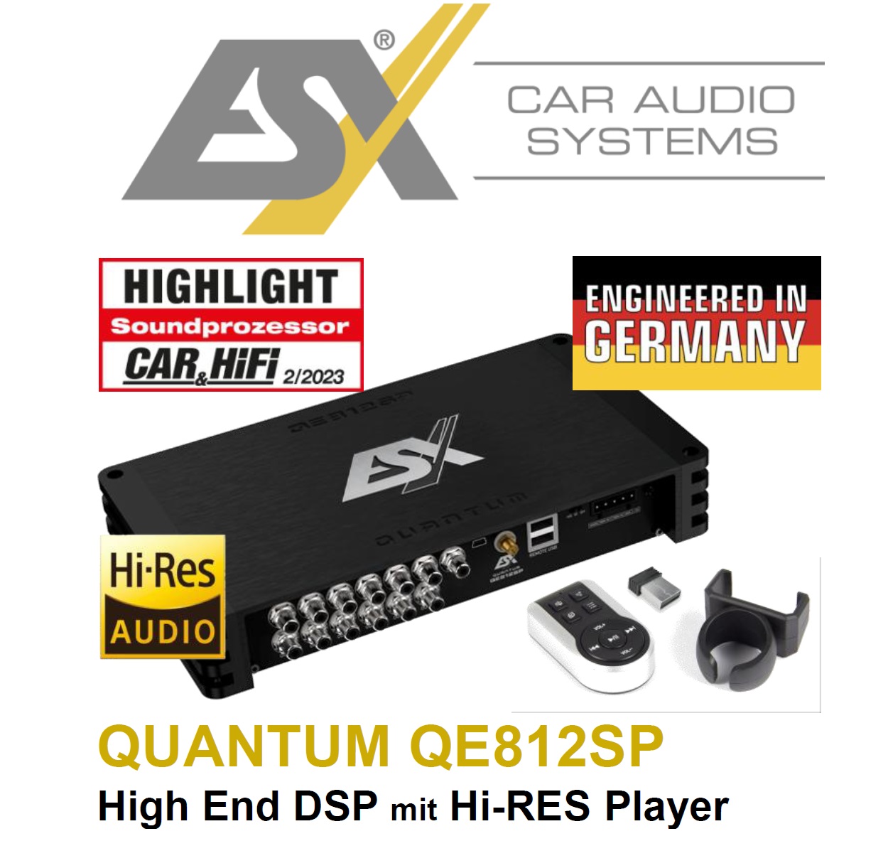 ESX QE812SP QUANTUM DSP 12-Kanal Soundprozessor Digitaler Full HD Audio Player